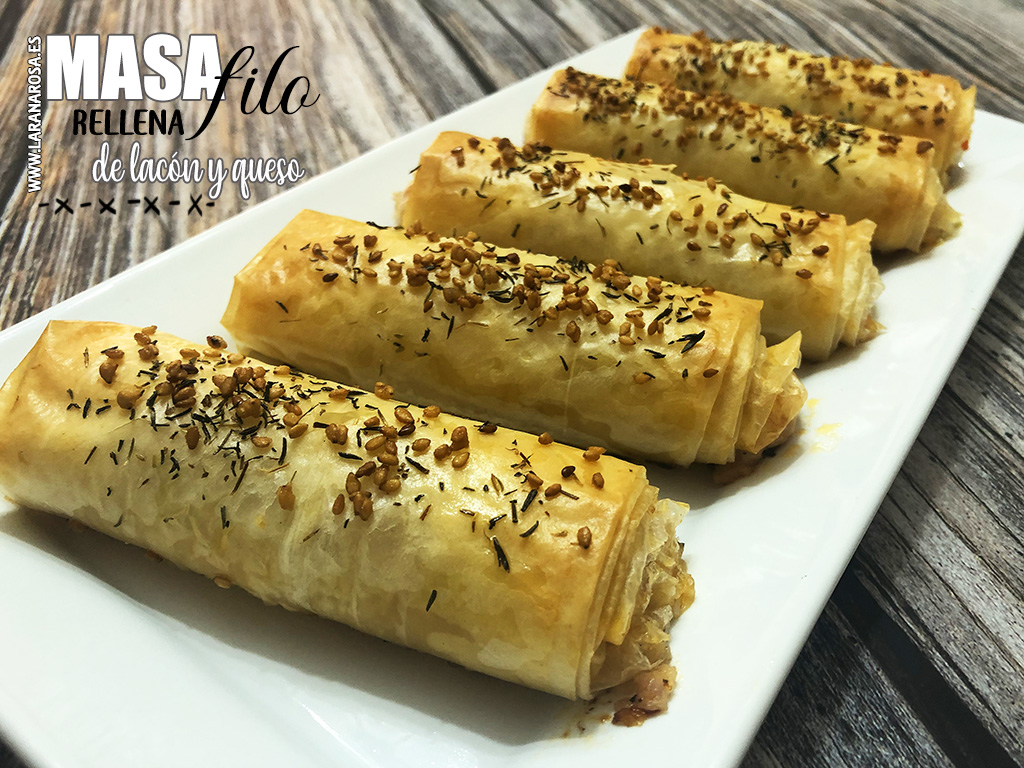 Masa filo rellena de lacón y queso — La rana Rosa
